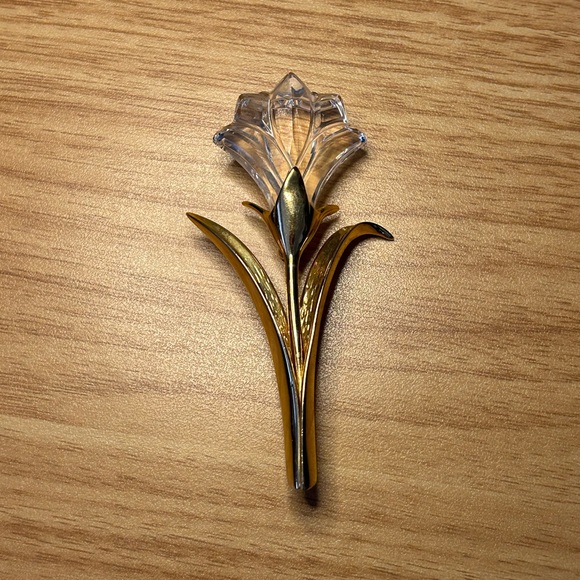 Swarovski | Jewelry | Swarovski Crystal Flower Floral Brooch Gold ...